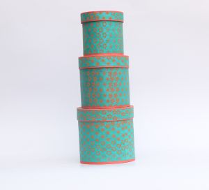 Handmade Nepali Lokta Paper Set of Three Round Boxes - Nationwide