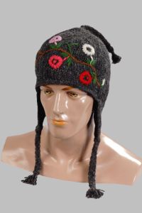 Hand-Knitted 100% Woolen Outside & Polyester Inside Multi-Colored Ear ...